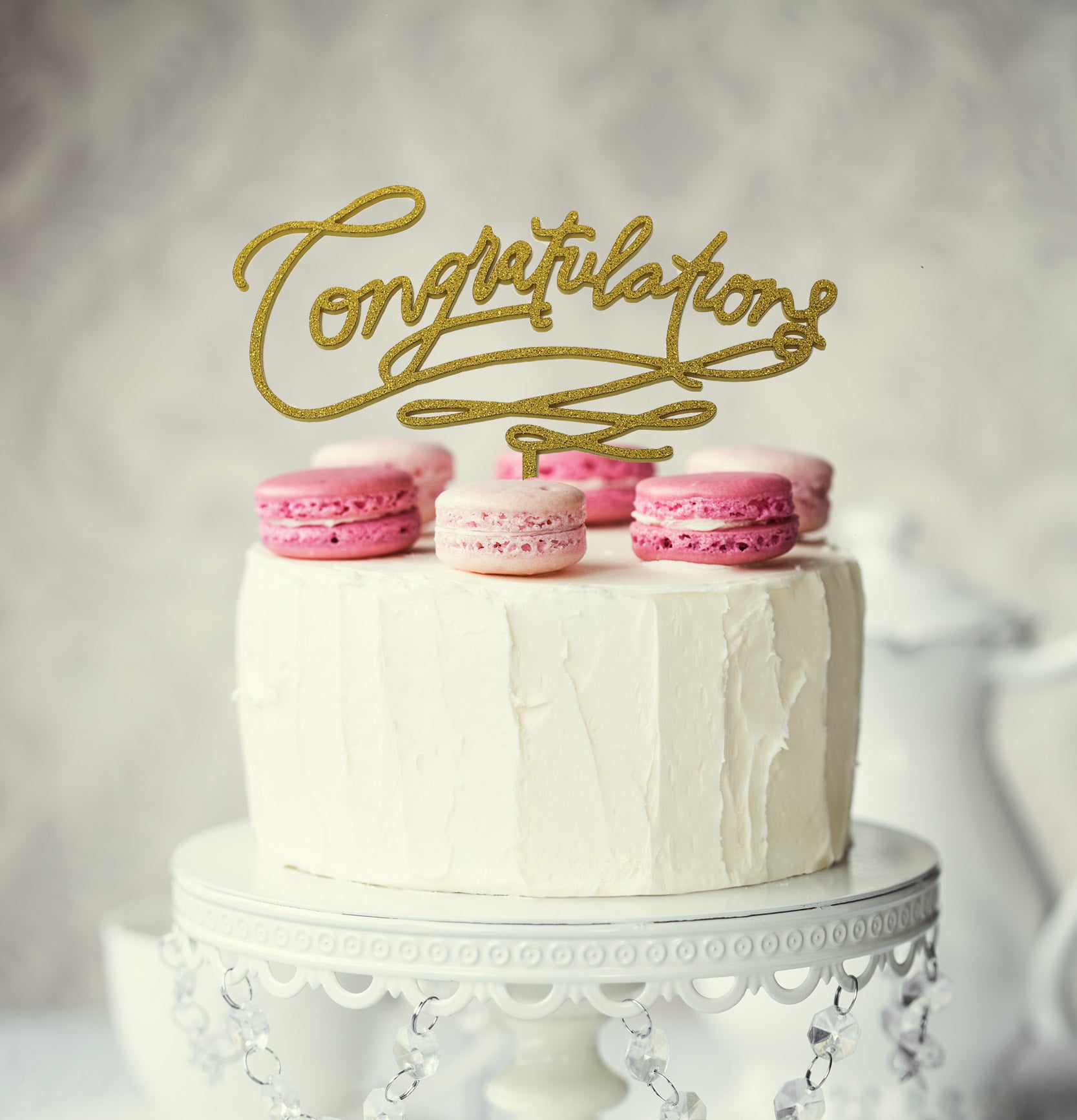 Congratulations Gold Glitter Acrylic Sugar Crafty Cake Topper | Caking Mad